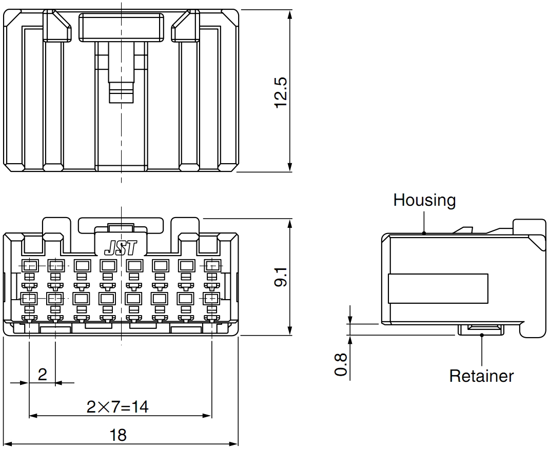 מחבר JST ללחיצה לכבל - סדרת CPT - נקבה 8 מגעים - טלמיר אלקטרוניקה